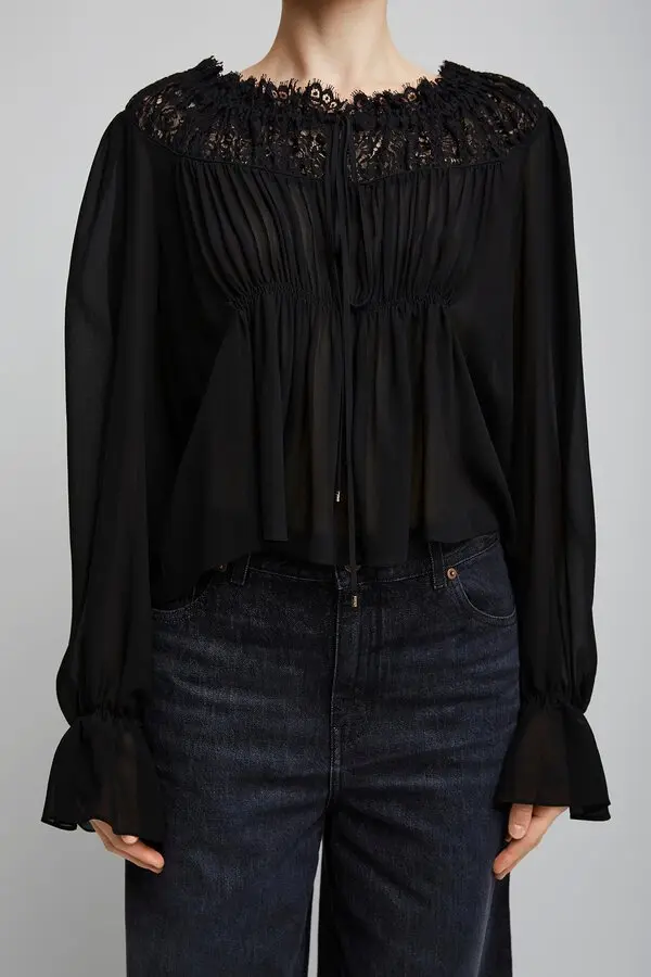 Chloé Scoop-neck Cropped Top - Black