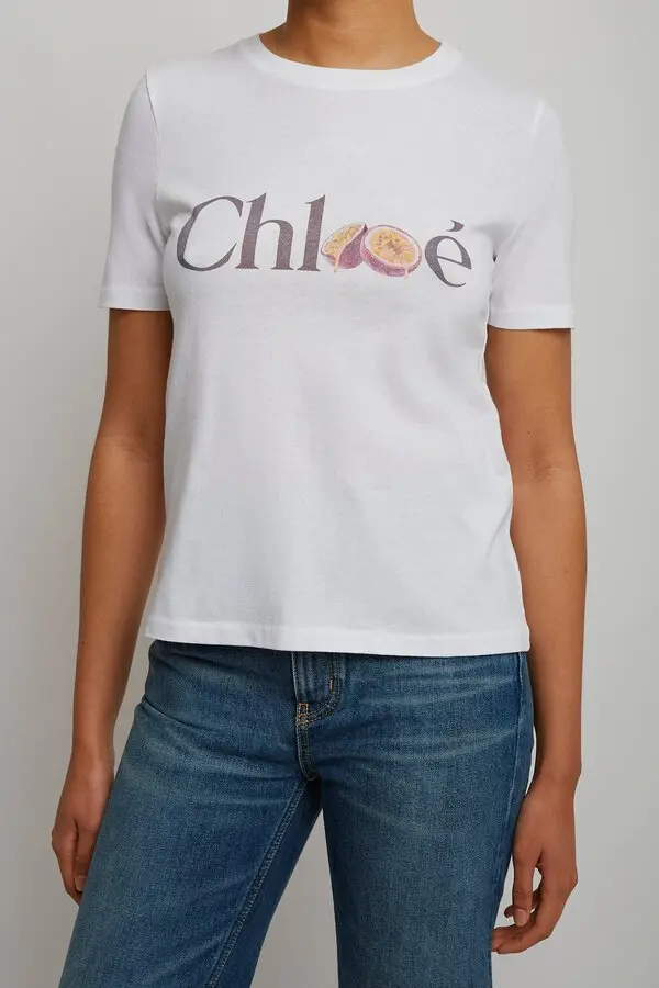 Chloé Logo Cotton T-shirt - White