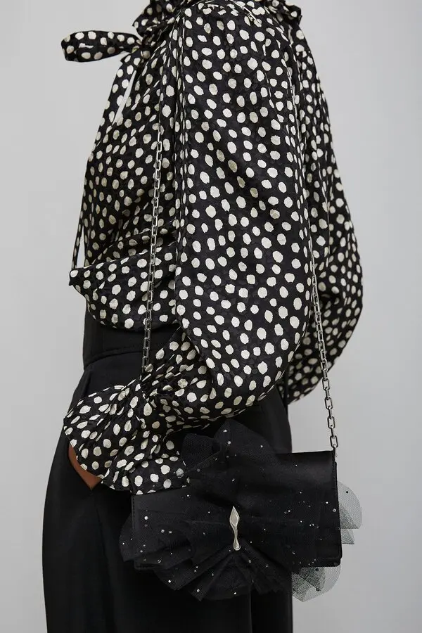 CHRISTIAN LOUBOUTIN Bettina Bow Clutch - Black