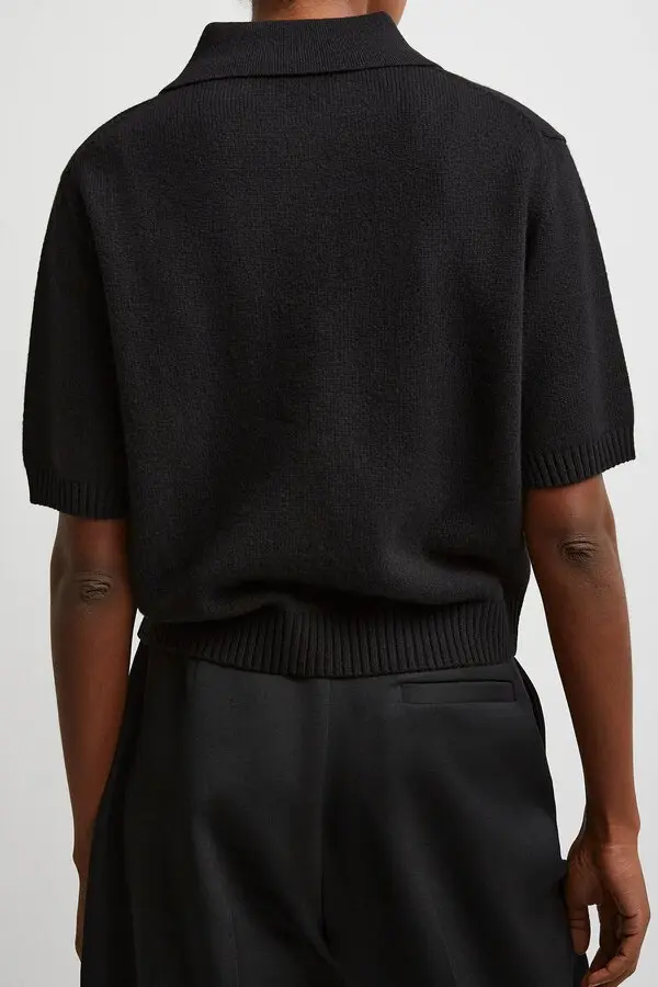 Givenchy Wool And Cashmere Short Sleeve Polo - Black
