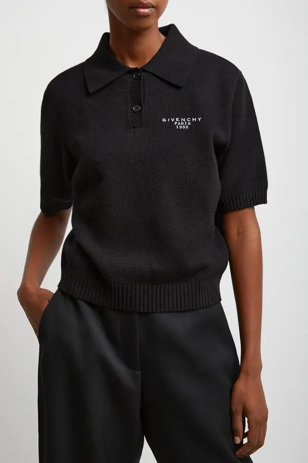 Givenchy Wool And Cashmere Short Sleeve Polo - Black