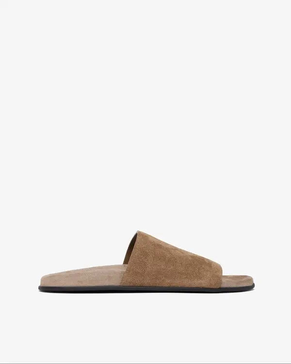 THE ROW Hugh Suede Slides - Green