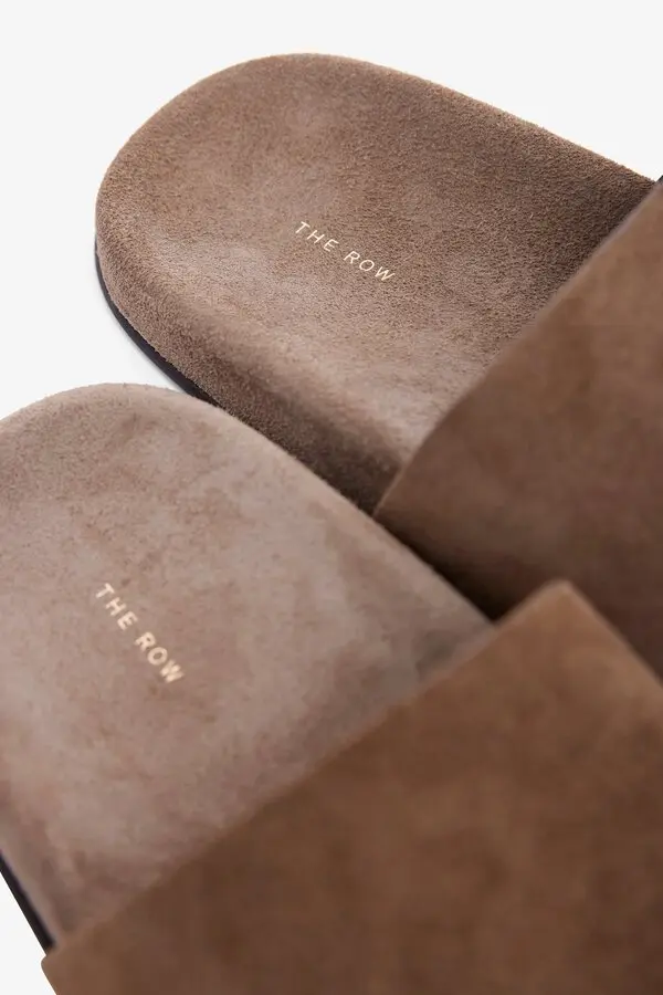 THE ROW Hugh Suede Slides - Green