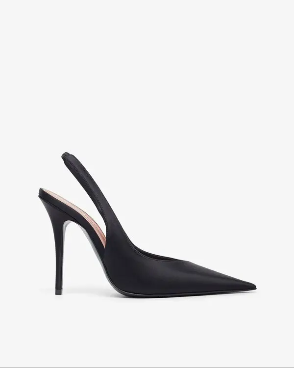 Amina Muaddi Anok Sling 105 Satin Pumps - Black