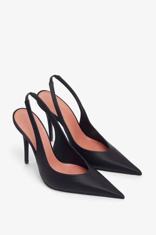 Amina Muaddi Anok Sling 105 Satin Pumps - Black