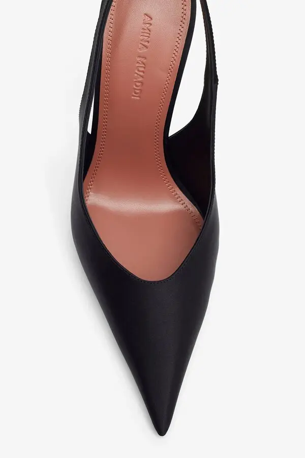 Amina Muaddi Anok Sling 105 Satin Pumps - Black