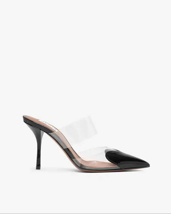 Alaïa Mule Coeur 90 Patent Mules - Transparent/black