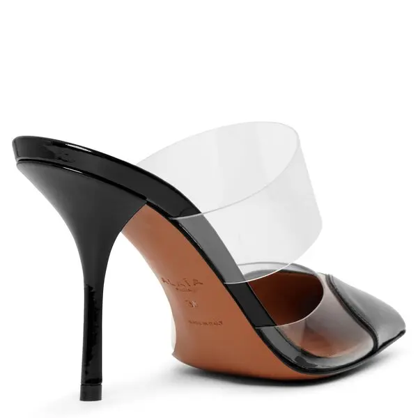 Alaïa Mule Coeur 90 Patent Mules - Transparent/black