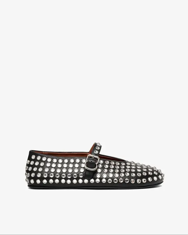 Alaïa Embellished Leather Ballet Flats - Black/silver