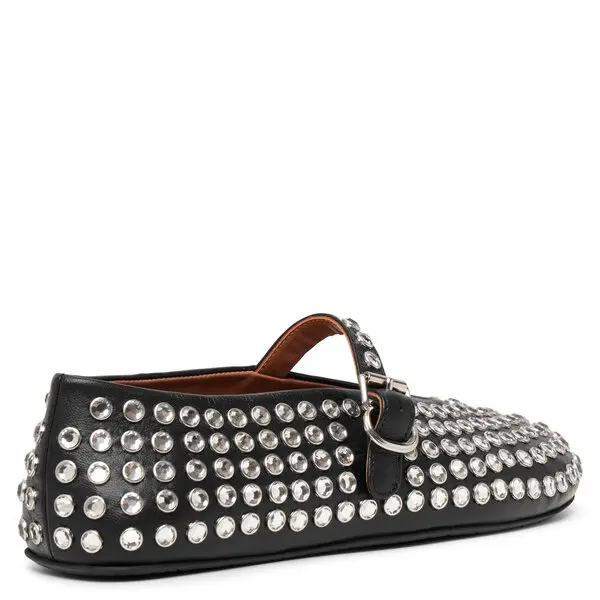 Alaïa Embellished Leather Ballet Flats - Black/silver