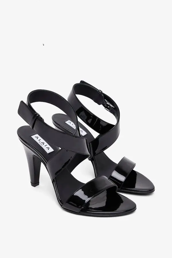 Alaïa 90 Patent Leather Heeled Sandals