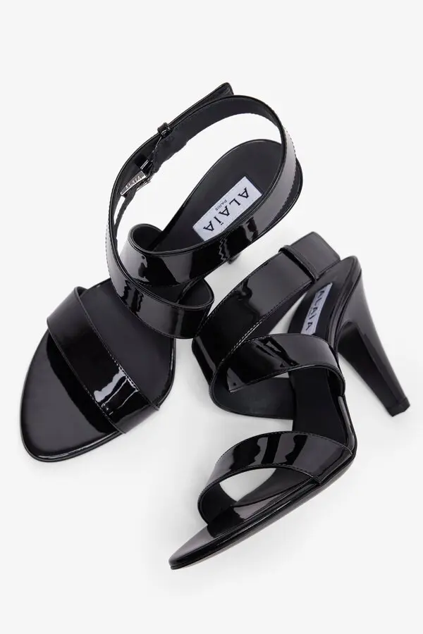 Alaïa 90 Patent Leather Heeled Sandals