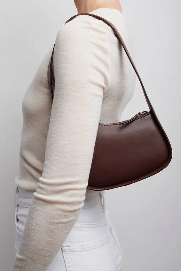 THE ROW Half Moon Leather Shoulder Bag - Brown