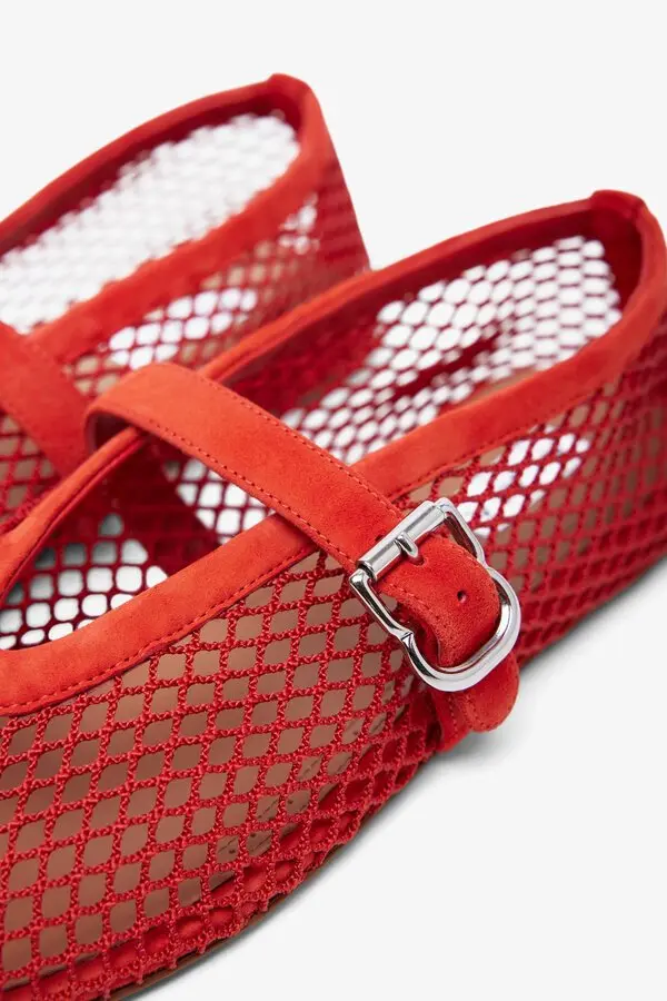 Alaïa Mesh And Suede Ballet Flats - Orange