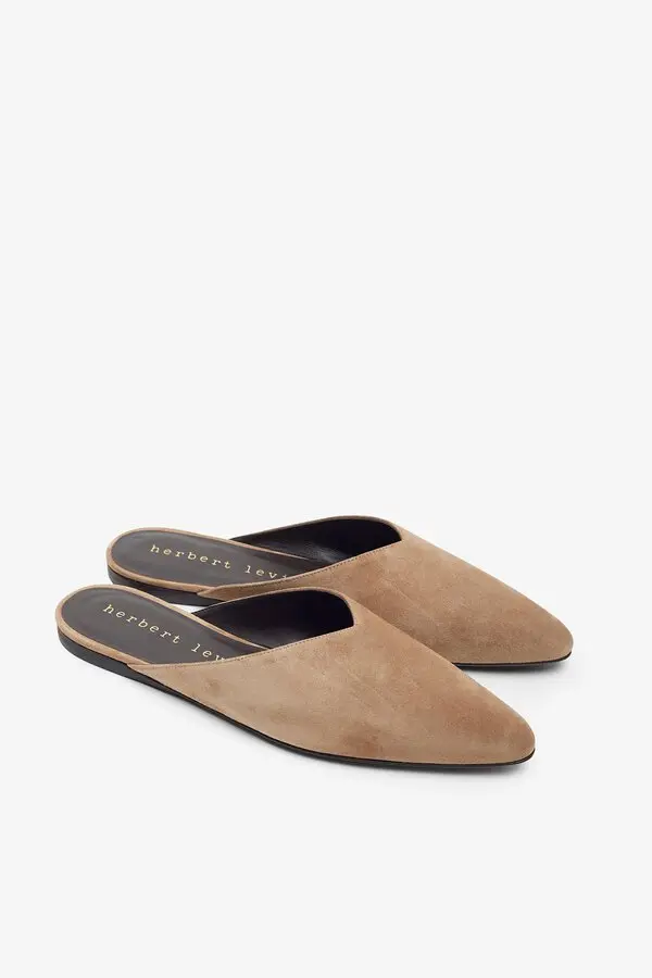 HERBERT LEVINE Homebody Suede Slide Sandals - Brown