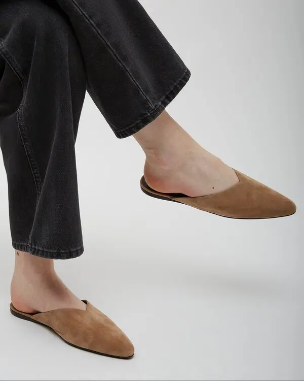 HERBERT LEVINE Homebody Suede Slide Sandals - Brown