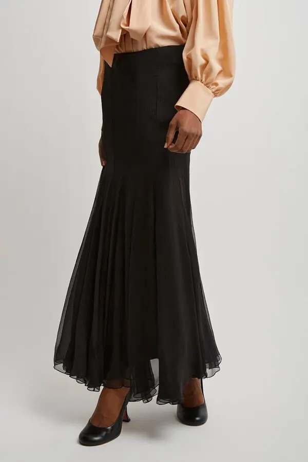 Chloé Gathered Fluid Maxi Skirt - Black