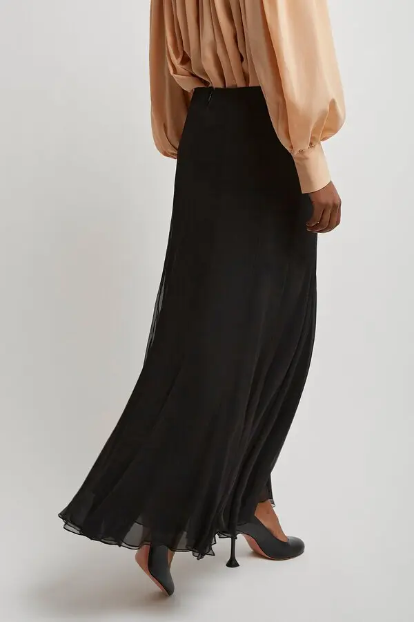 Chloé Gathered Fluid Maxi Skirt - Black