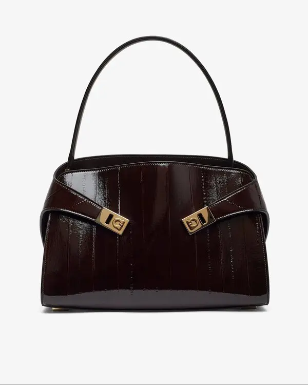 FERRAGAMO Hug M Eel Shoulder Bag - Brown