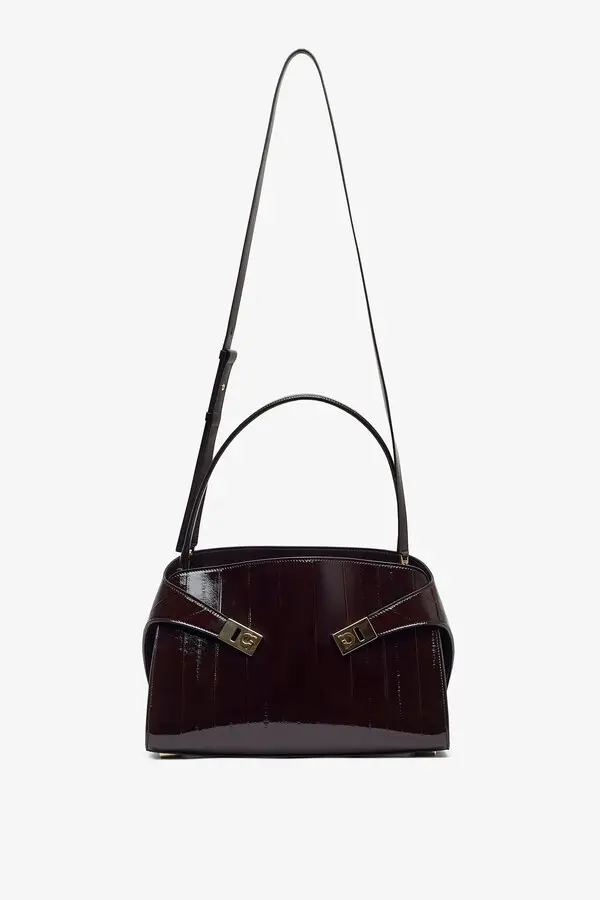 FERRAGAMO Hug M Eel Shoulder Bag - Brown