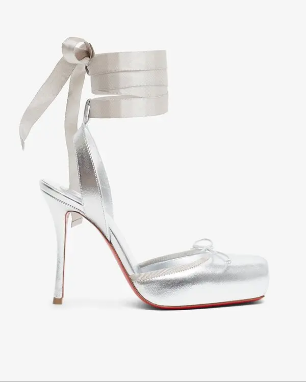 CHRISTIAN LOUBOUTIN Cassia 100 Lace Up Pumps - Silver