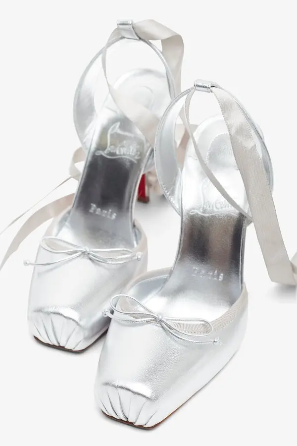 CHRISTIAN LOUBOUTIN Cassia 100 Lace Up Pumps - Silver