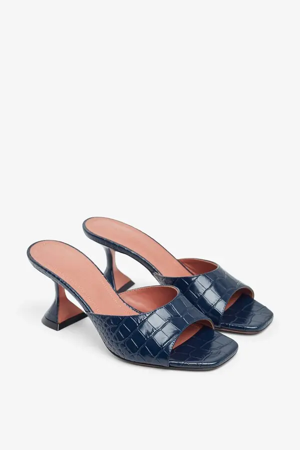 Amina Muaddi Lupita Slipper 70 Embossed Leather Mules