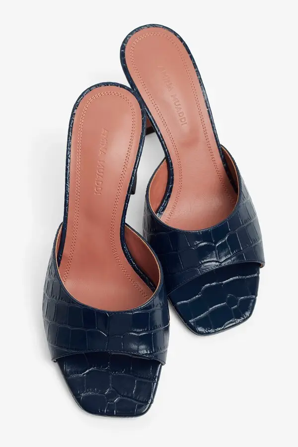 Amina Muaddi Lupita Slipper 70 Embossed Leather Mules