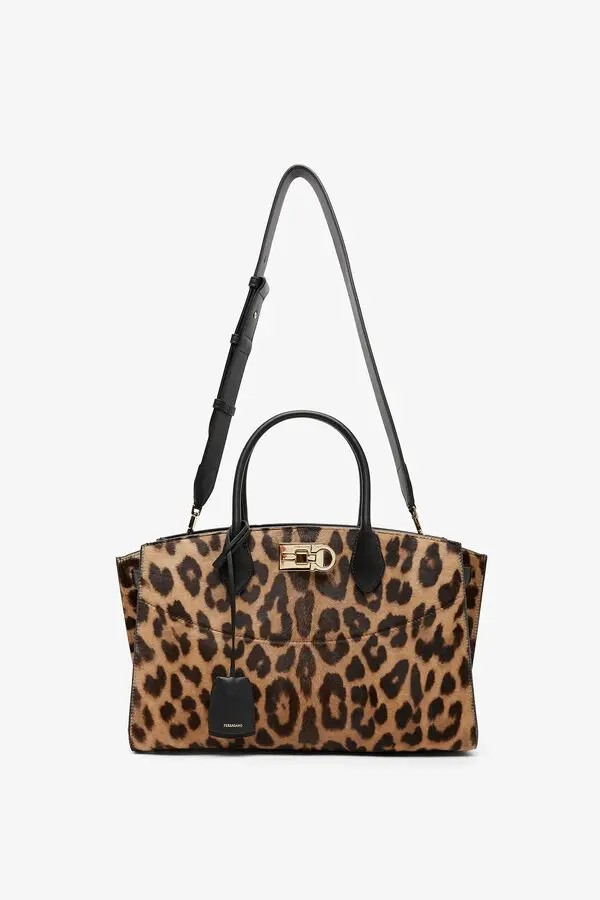 FERRAGAMO The New Studio Leopard Tote Bag