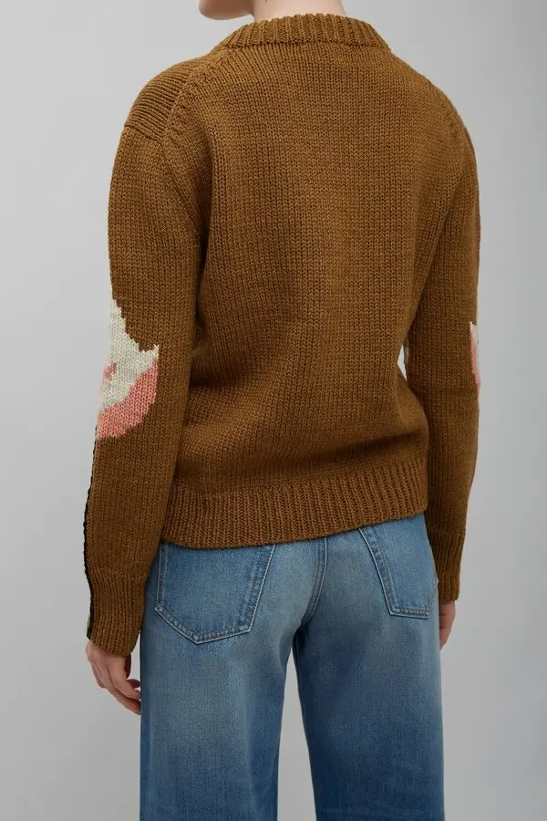 Chloé Flamingo Wool Knit Sweater - Brown
