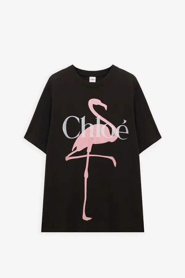 Chloé Logo Flamingo T-shirt - Black