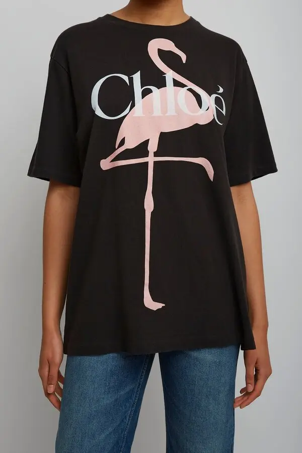 Chloé Logo Flamingo T-shirt - Black