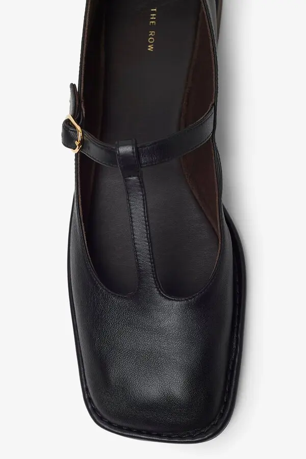 THE ROW Square T-strap Ballerina Flats - Black