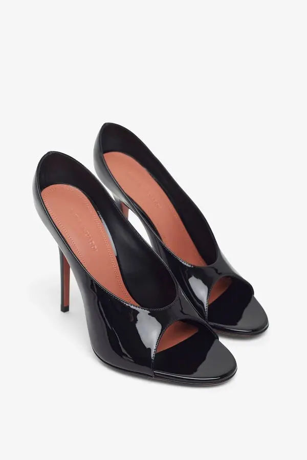 Amina Muaddi Anok 105 Patent Slippers - Black