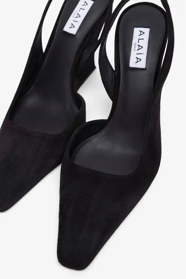 Alaïa 90 Suede Slingbacks - Black