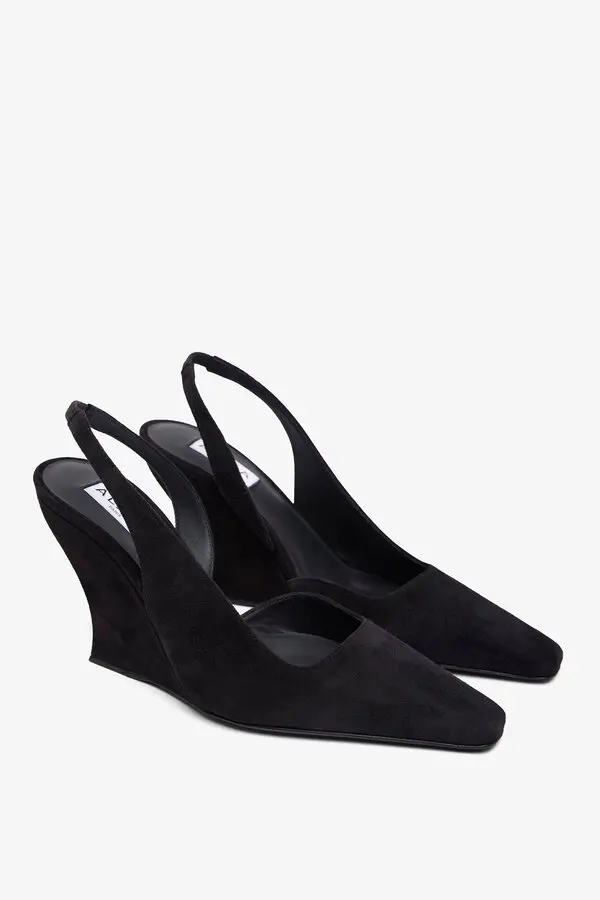 Alaïa 90 Suede Slingbacks - Black