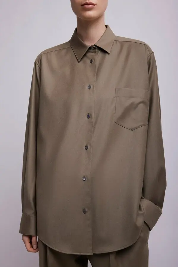 THE ROW Pino Wool Flannel Shirt
