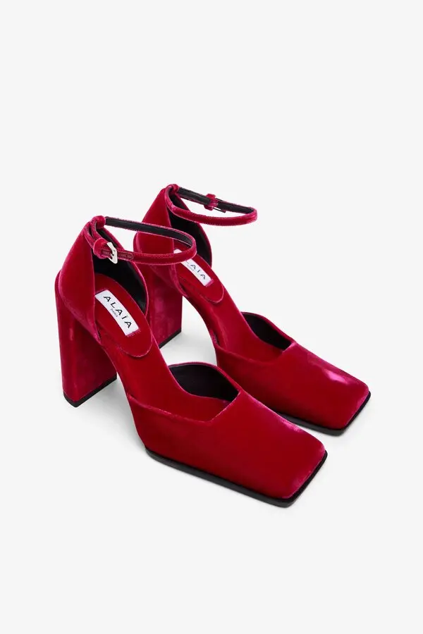 Alaïa Square 90 Velvet Pumps - Pink