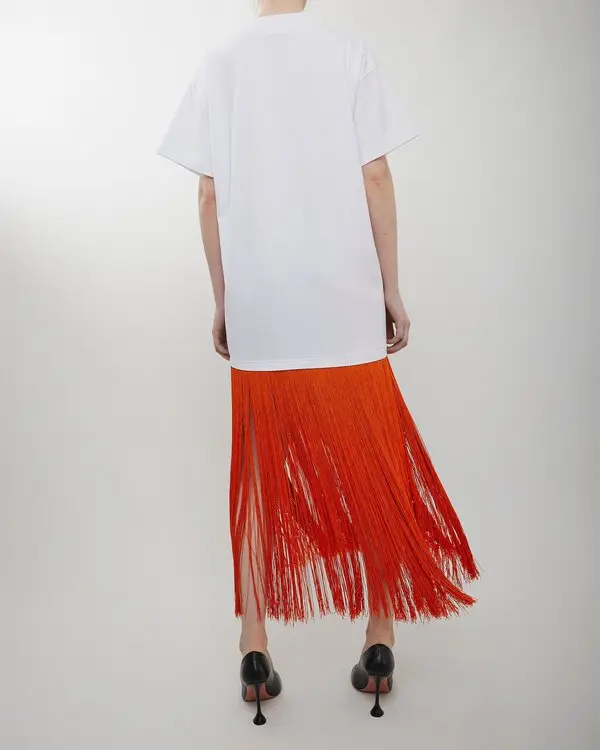 Alaïa Fringed T-shirt Dress - White