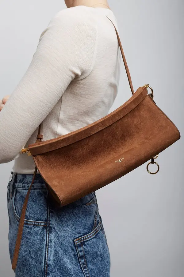 Alaïa East West Medium Nubuck Shoulder Bag - Brown