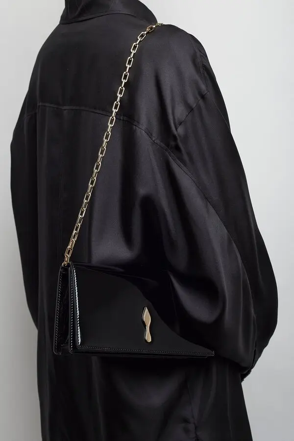 CHRISTIAN LOUBOUTIN Bettina Patent Clutch - Black