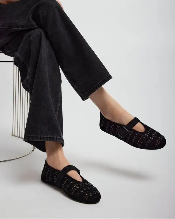 Alaïa Vienne Suede Ballet Flats - Black