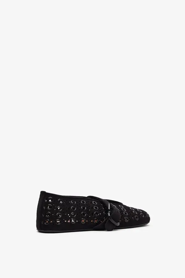 Alaïa Vienne Suede Ballet Flats - Black
