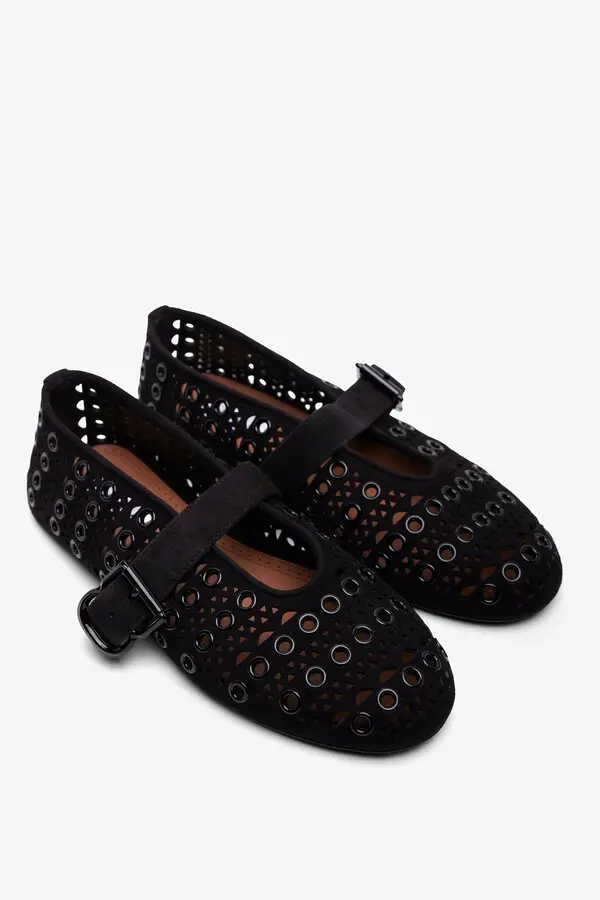 Alaïa Vienne Suede Ballet Flats - Black