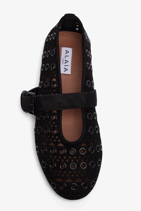 Alaïa Vienne Suede Ballet Flats - Black