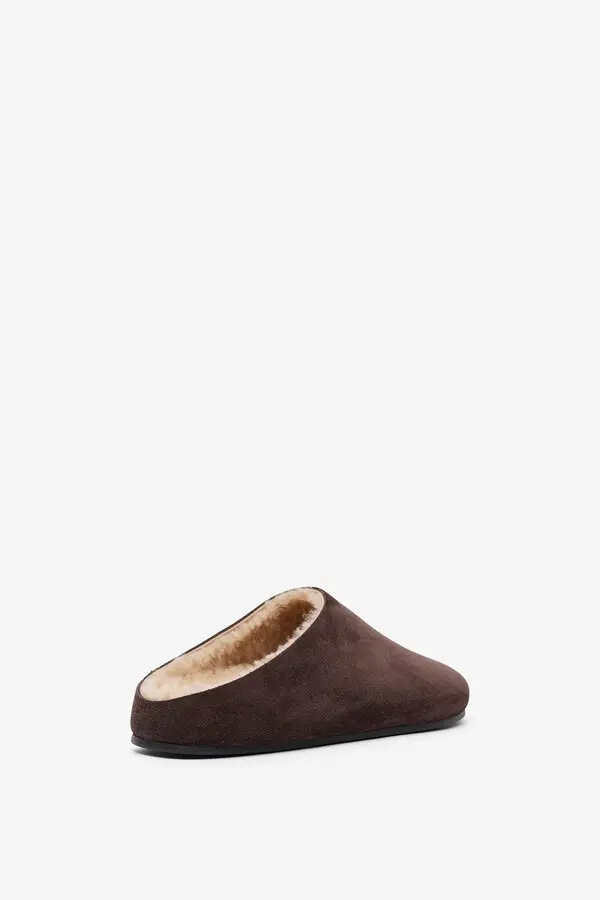 THE ROW Hudson Suede And Shearling Slides