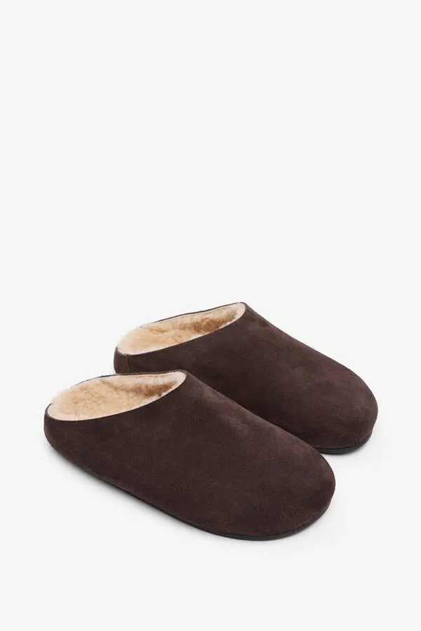 THE ROW Hudson Suede And Shearling Slides