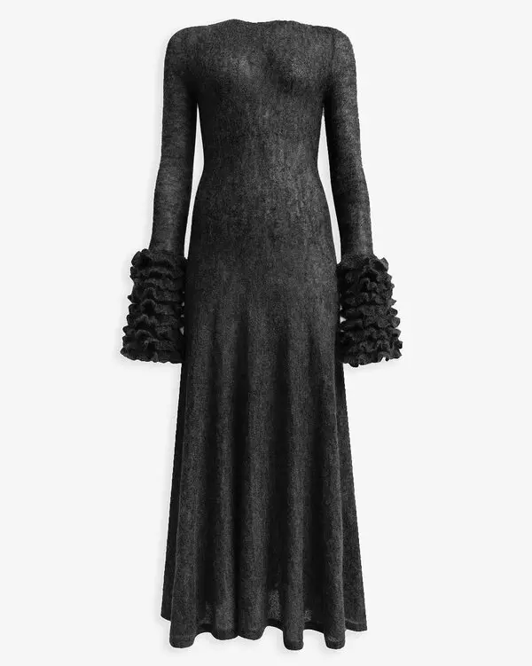 Alaïa Frills Sleeve Fit Flare Dress