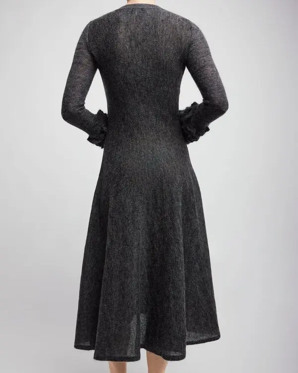 Alaïa Frills Sleeve Fit Flare Dress