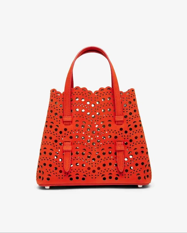 Alaïa Mina 20 Vienne Vague Suede Tote Bag - Orange